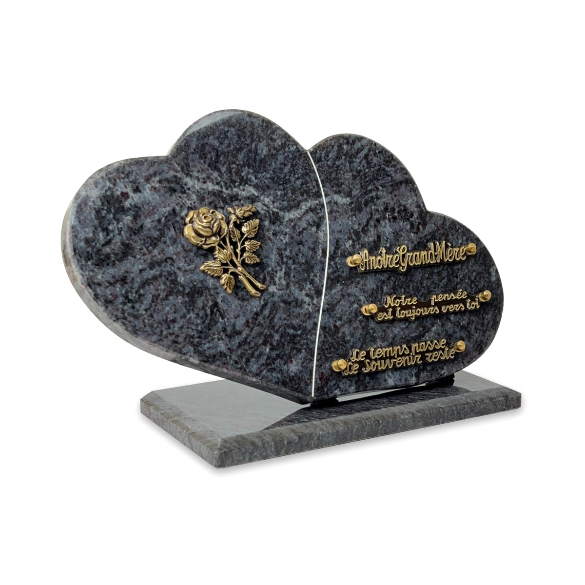 Plaque Funéraire Double Cœurs sur Socle - Garantie 20 Ans - Livraison ...