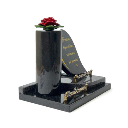 Plaque Funéraire Vase et cœur sur socle – Plaquedeces.fr